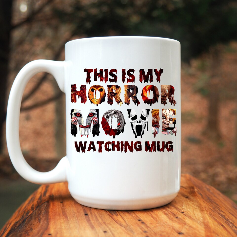Horror Movie Watching Mug, Halloween Movie Mug, Halloween Mug, Horror ...