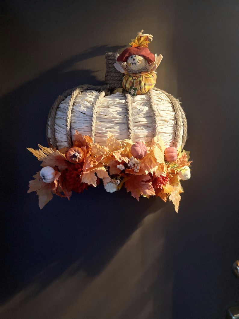 Fall Pumpkin Shaped Wreath/ Front Door Fall Decor/ Pumpkin and - Etsy