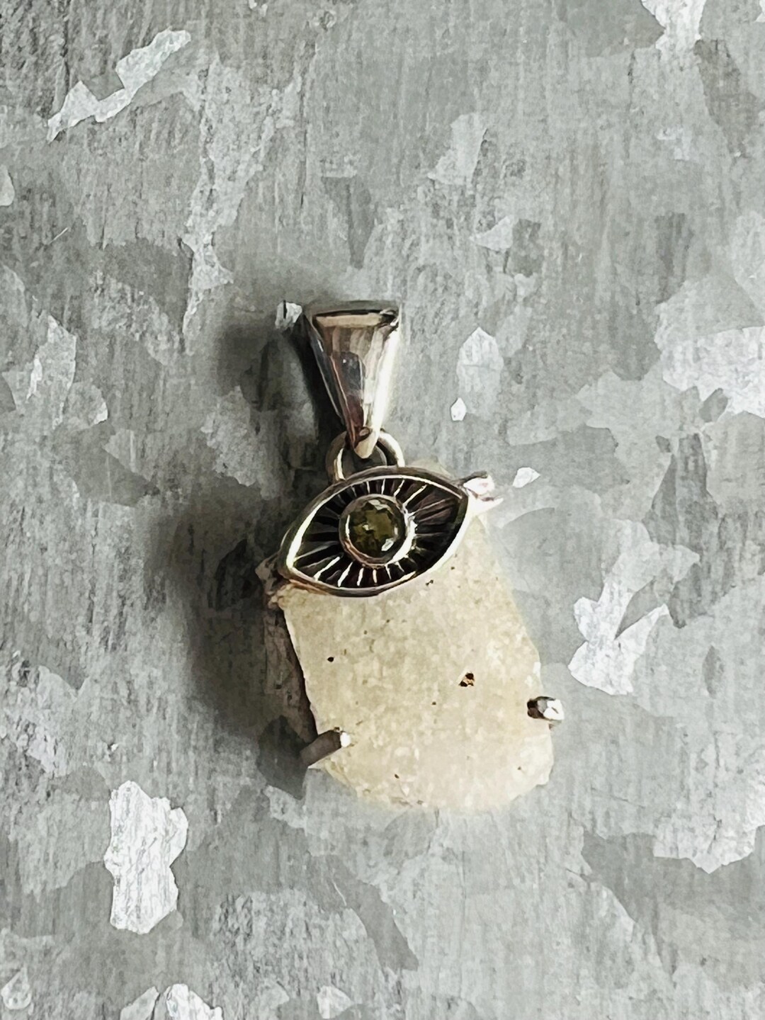 Natural Libyan Desert Glass and Moldavite 925 Sterling Silver Pendant ...