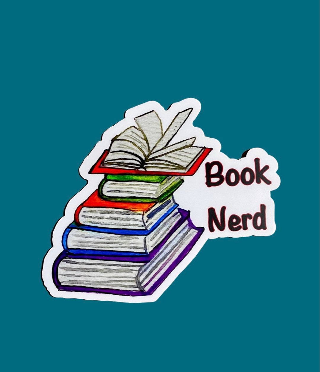 Book Nerd Sticker, Vinyl Sticker Custom Waterproof Laptop Sticker, Book ...