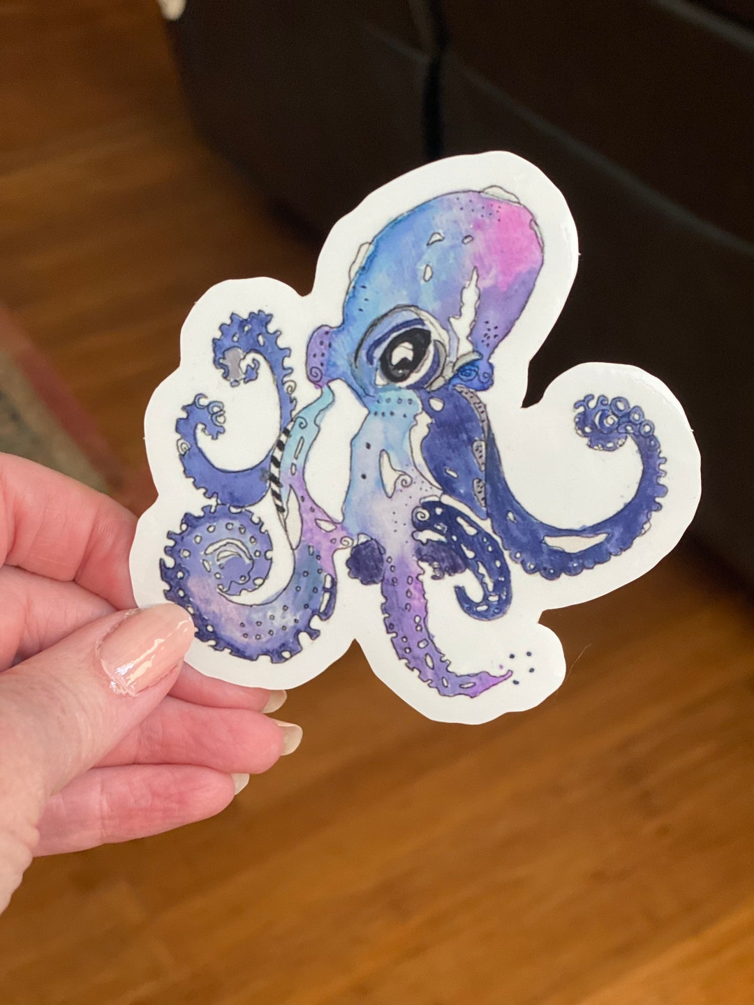 Octopus Watercolor Sticker, Laptop Decal, Octopus Sticker, Water Bottle ...