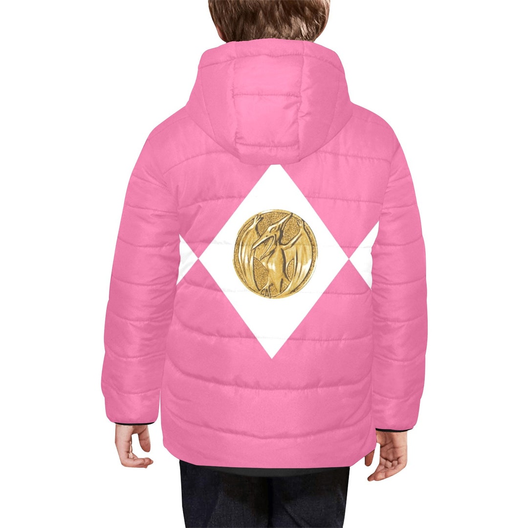 Kids' Quilted Lining Angel Grove High School Pink Ranger Padded Hooded ...
