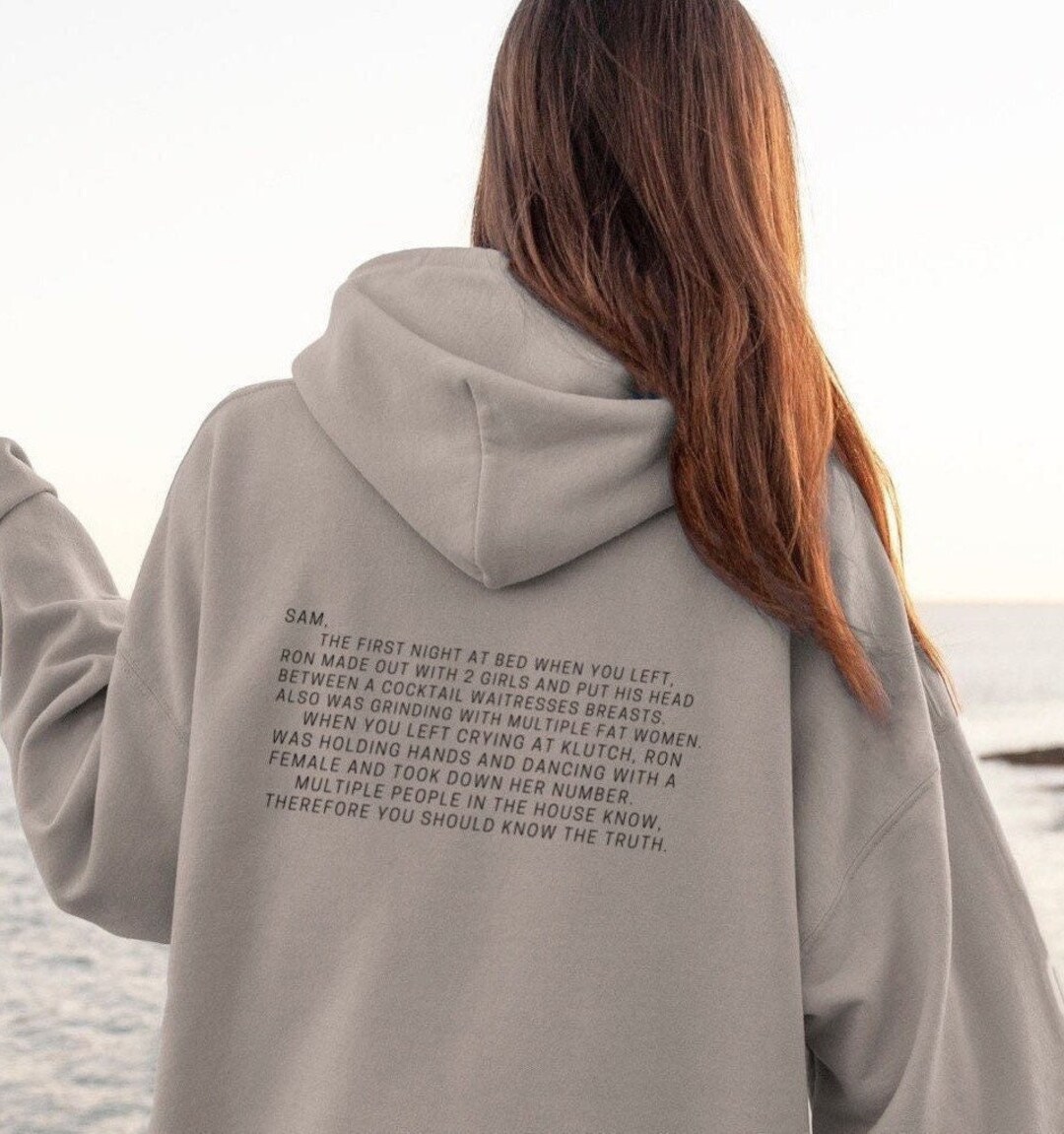 Jersey Shore Hoodie With the Note, Dear Sam Anonymous Letter - Etsy