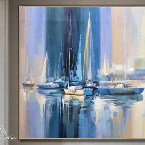 Large Abstract Sailboats Oil Painting Original Sailboats - Etsy