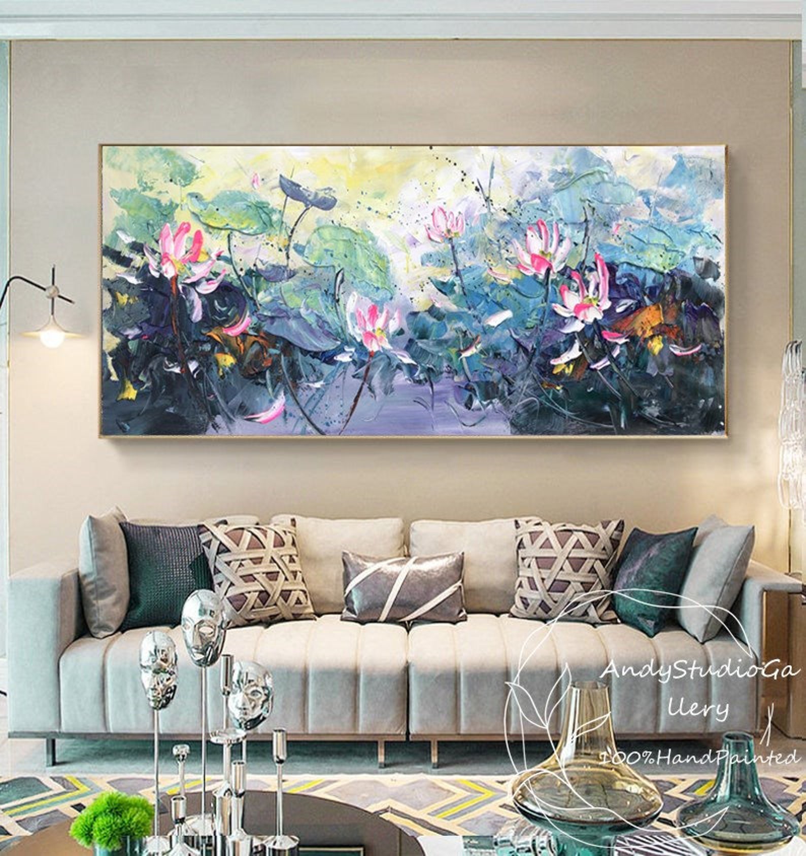 Oversize Original Lotus Abstract Painting Lotus Impression Oil | Etsy