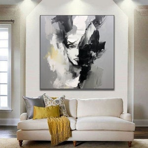 Original Woman Face Canvas Art Faceless Painting Abstract Portrait ...