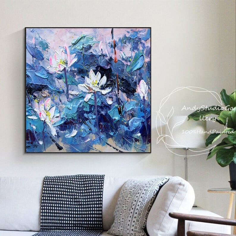 Abstract Lotus Flower Paintingoriginal Landscape Flowers - Etsy
