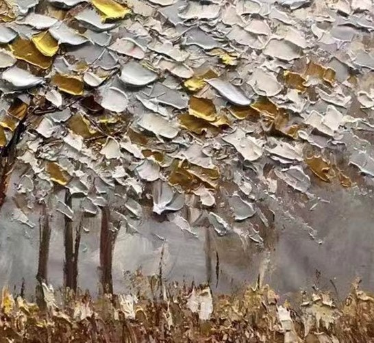 Large Gold Tree Landscape Oil Painting on Canvas Original 3D Textured ...