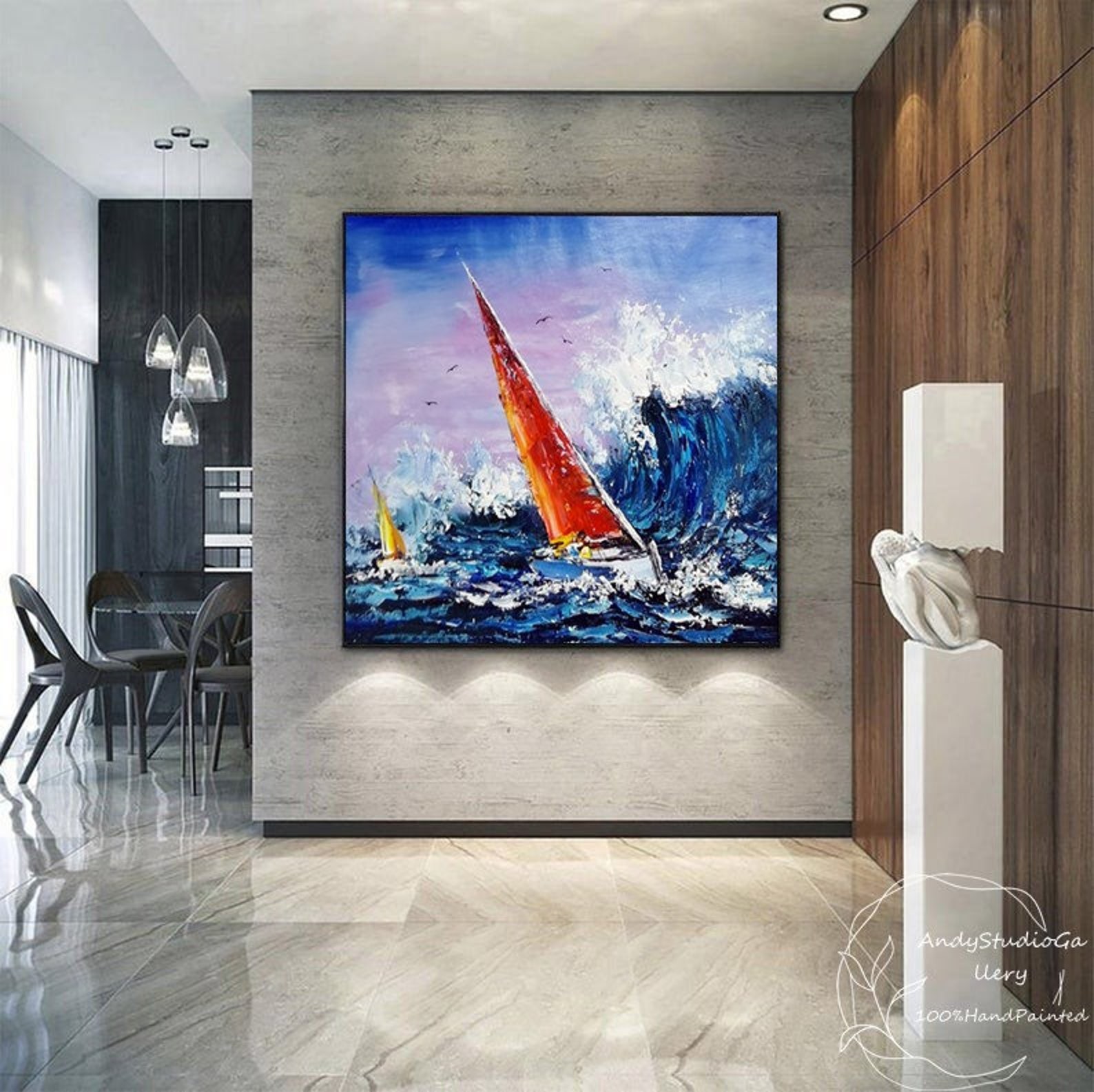 Large Abstract Sailing Boats for Living Room Abstract Modern - Etsy