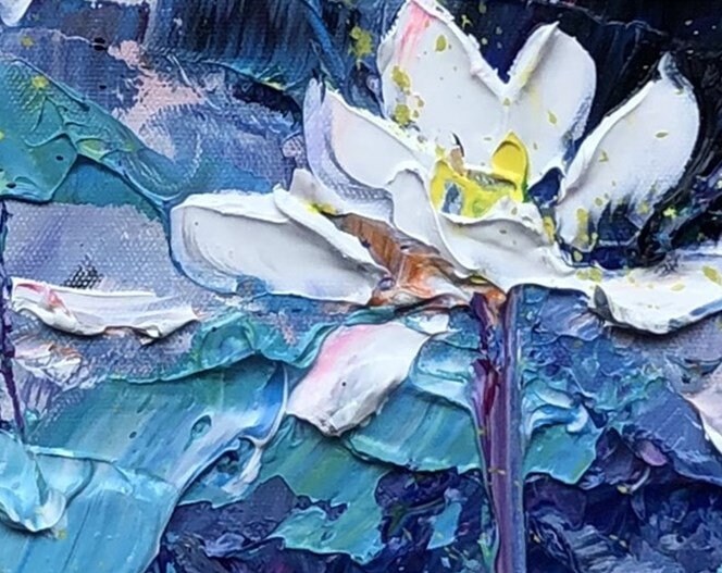 Abstract Lotus Flower PaintingOriginal Landscape Flowers | Etsy