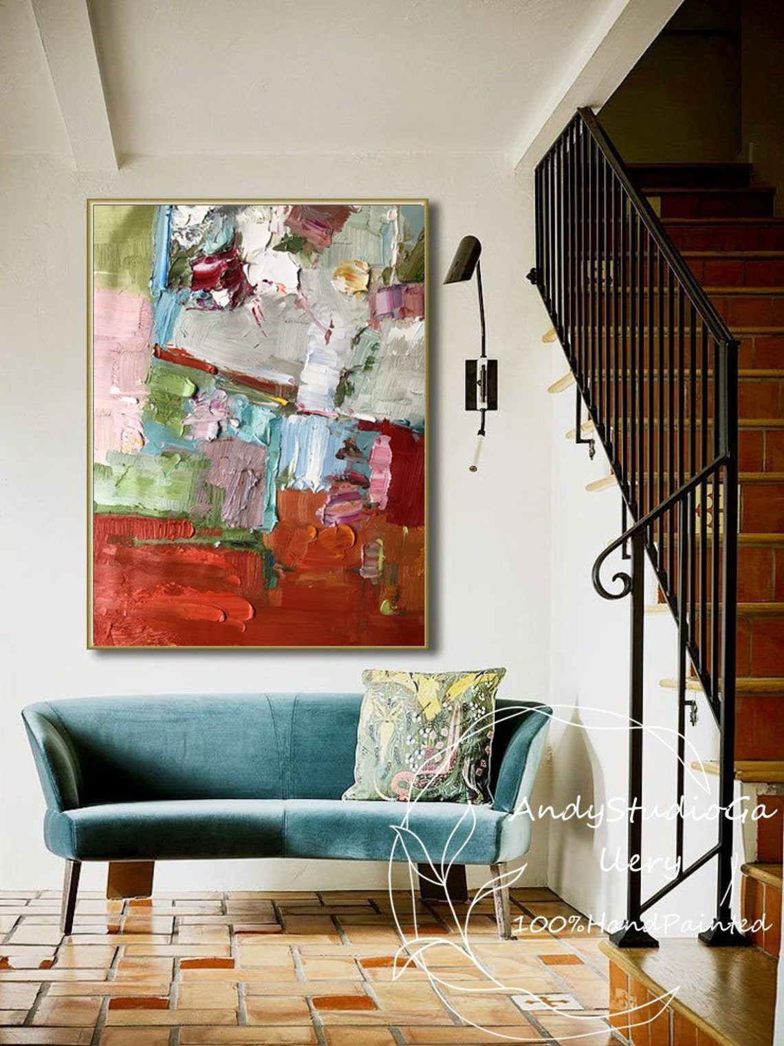 Large Wall Art Red Painting Abstract Landscape Canvas Art - Etsy