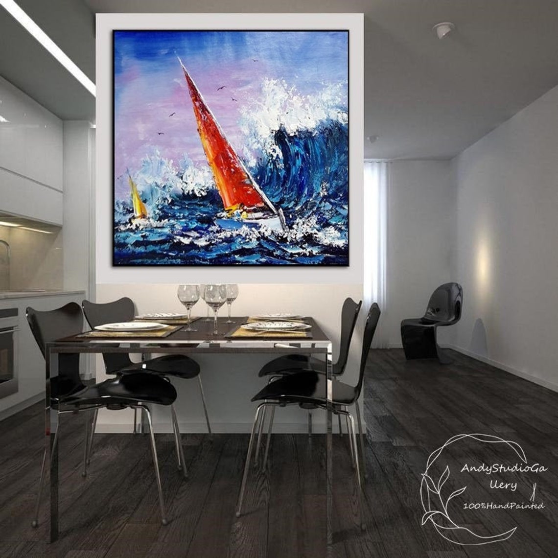 Large Abstract Sailing Boats for Living Room Abstract Modern - Etsy