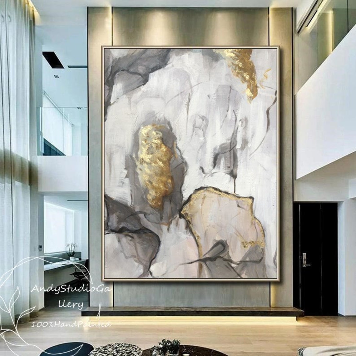 Oversized Gray Painting on Canvas Grey Minimalist Oil Painting - Etsy