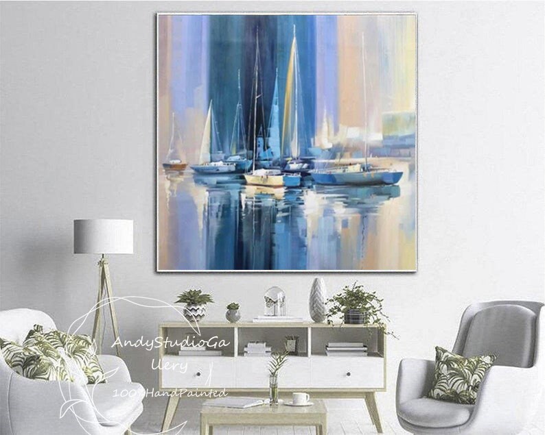 Large Abstract Sailboats Oil Painting Original Sailboats - Etsy