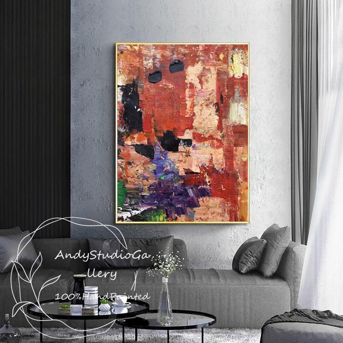 Large Canvas Painting Oversize Oil Painting Abstract Colorful | Etsy