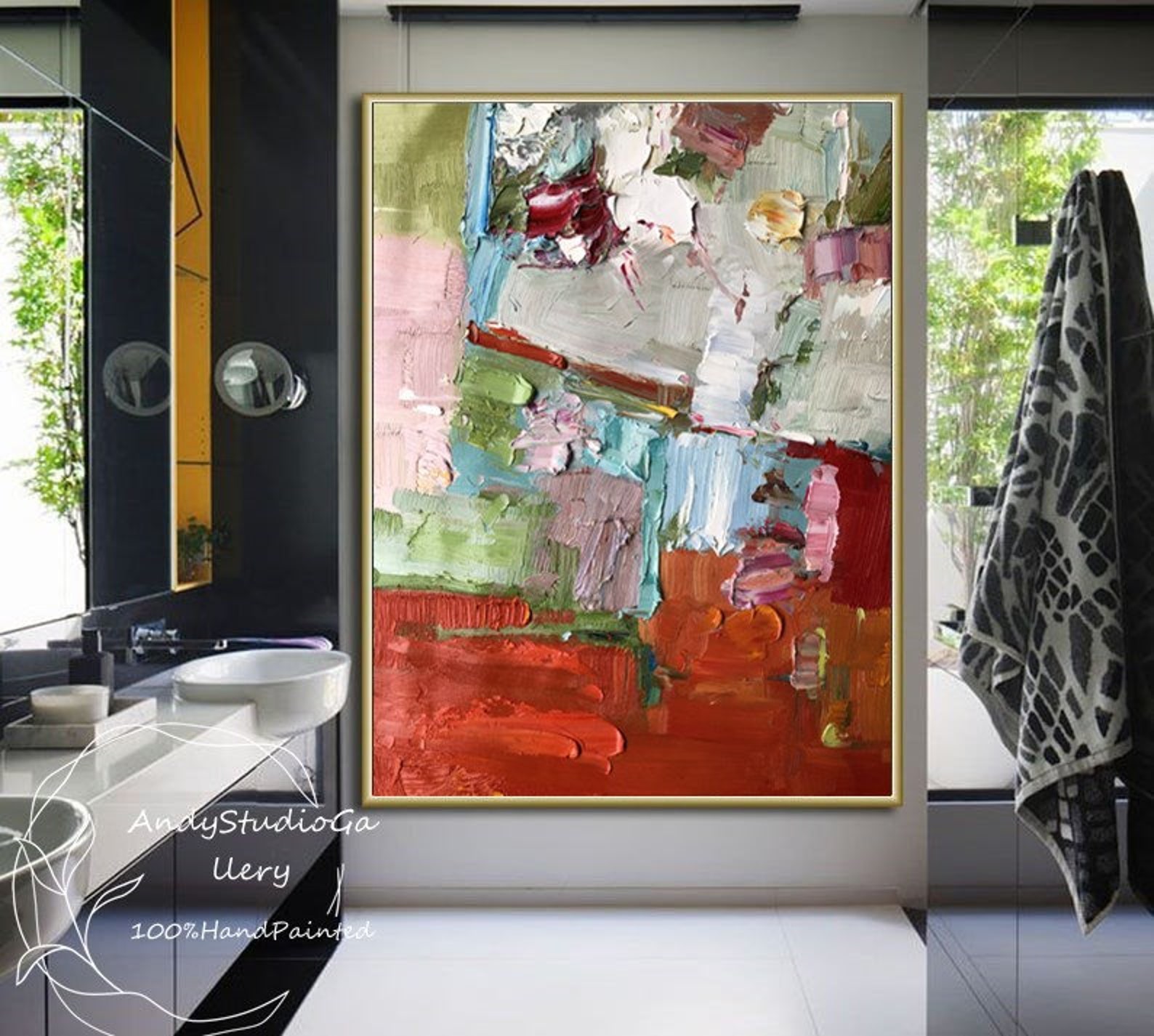 Large Wall Art Red Painting Abstract Landscape Canvas Art - Etsy