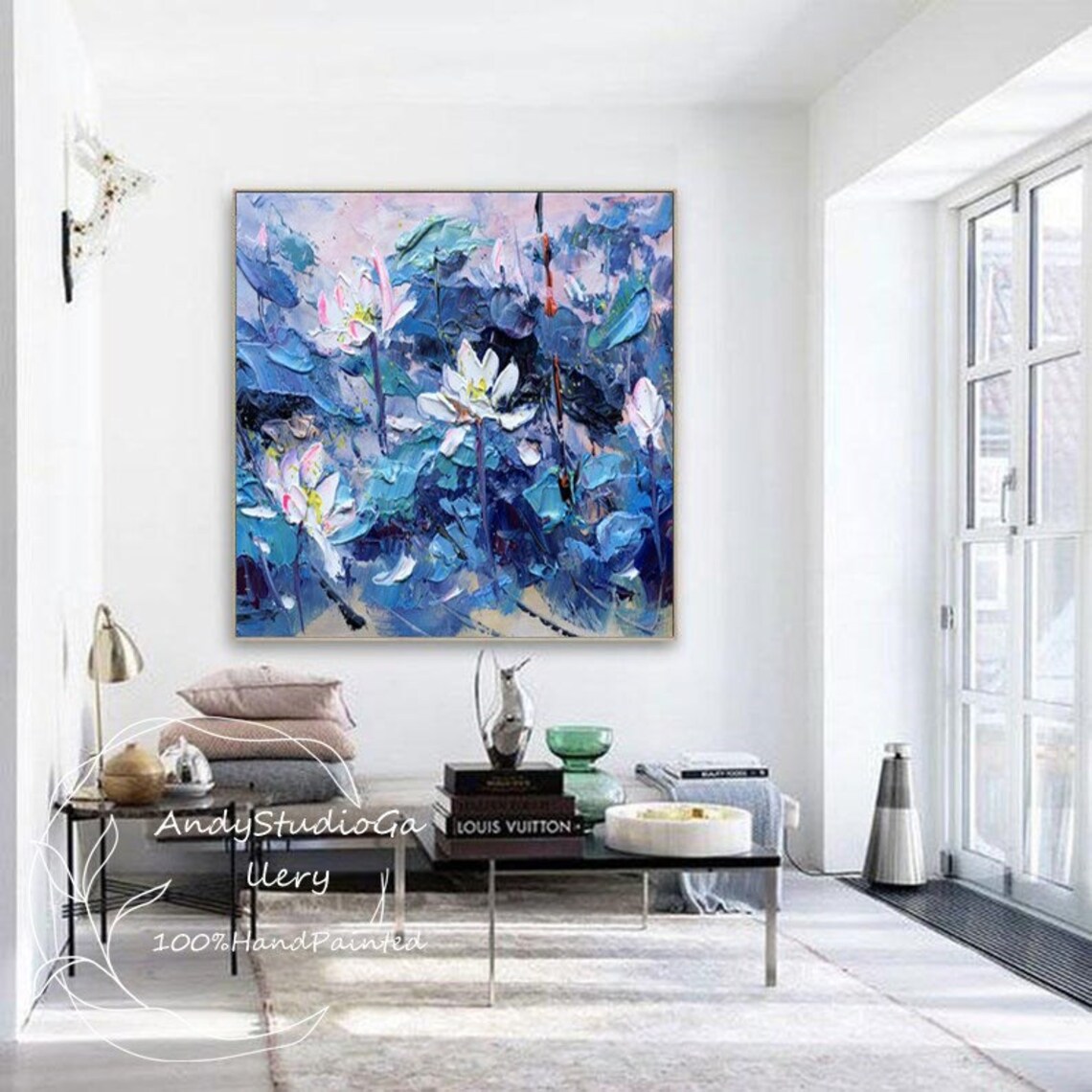 Abstract Lotus Flower PaintingOriginal Landscape Flowers | Etsy