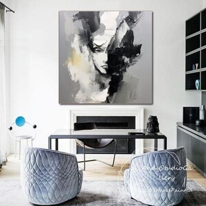 Original Woman Face Canvas Art Faceless Painting Abstract Portrait ...