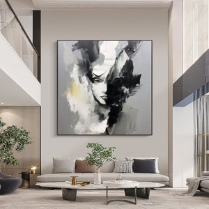 Original Woman Face Canvas Art Faceless Painting Abstract Portrait ...