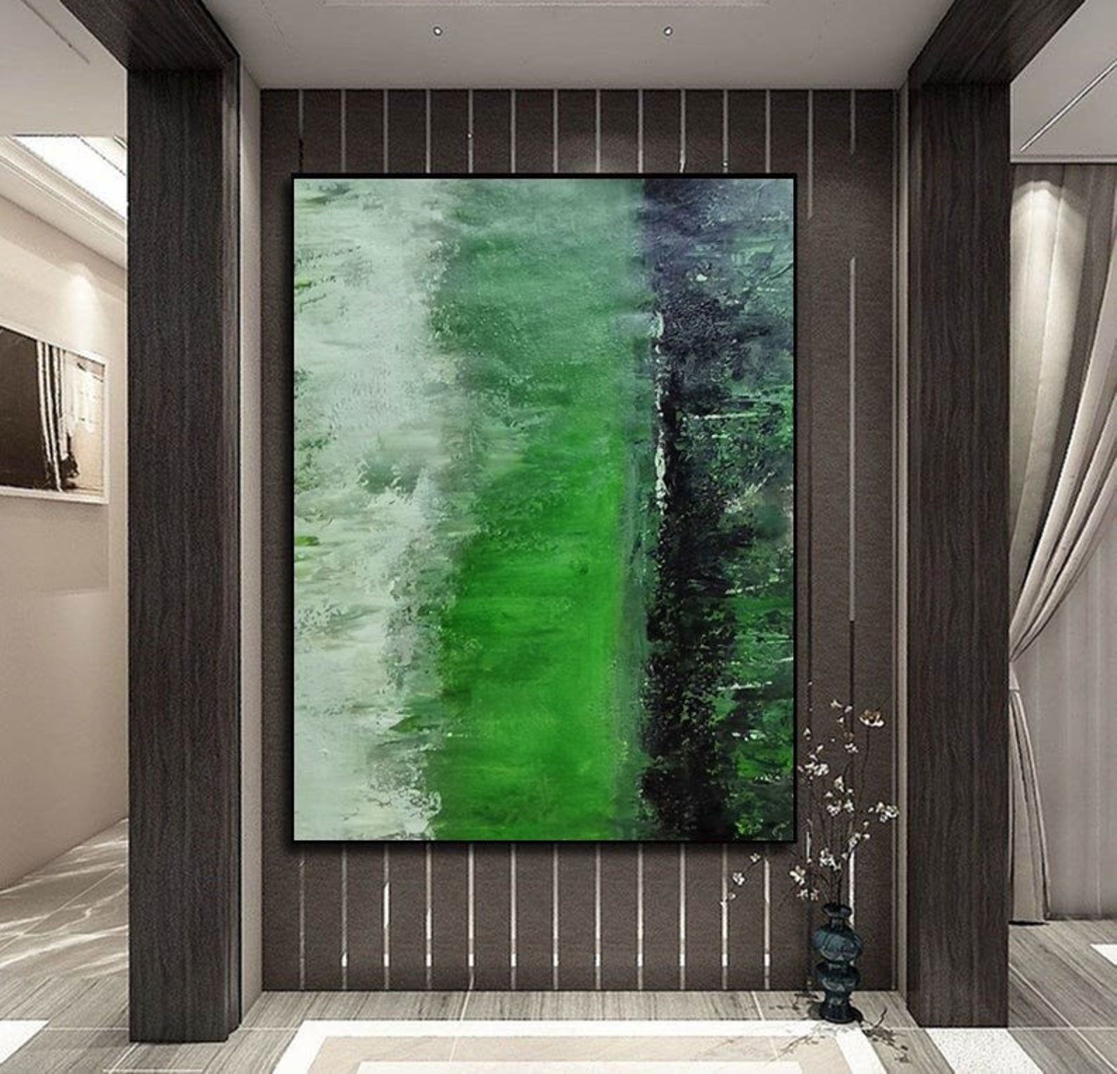 Large Abstract Green Painting Oversized Abstract Art Large | Etsy