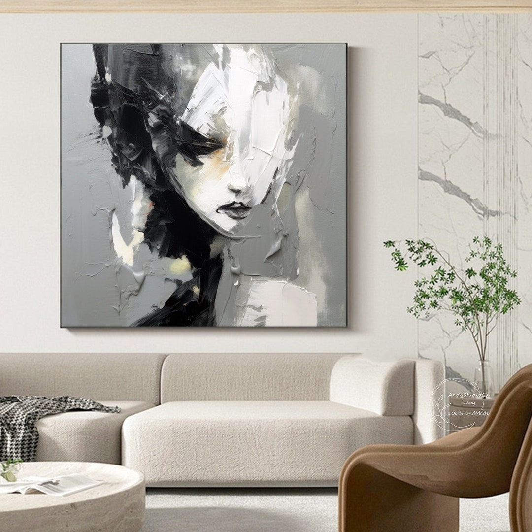 Large Faceless Portrait Painting Abstract Lady Painting Woman Face ...