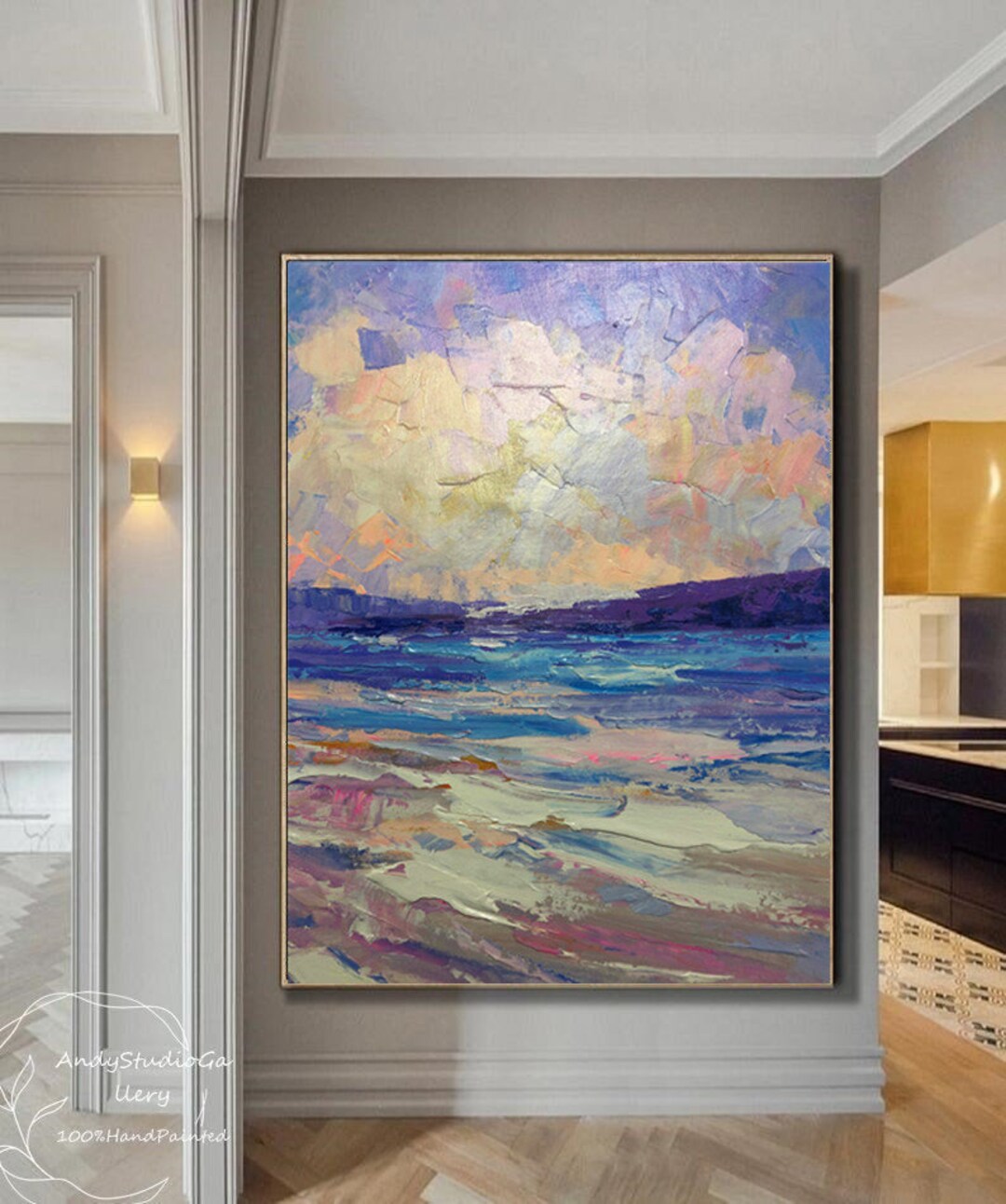 Large Original Colorful Sea Abstract Art Sky Landscape Painting Large ...