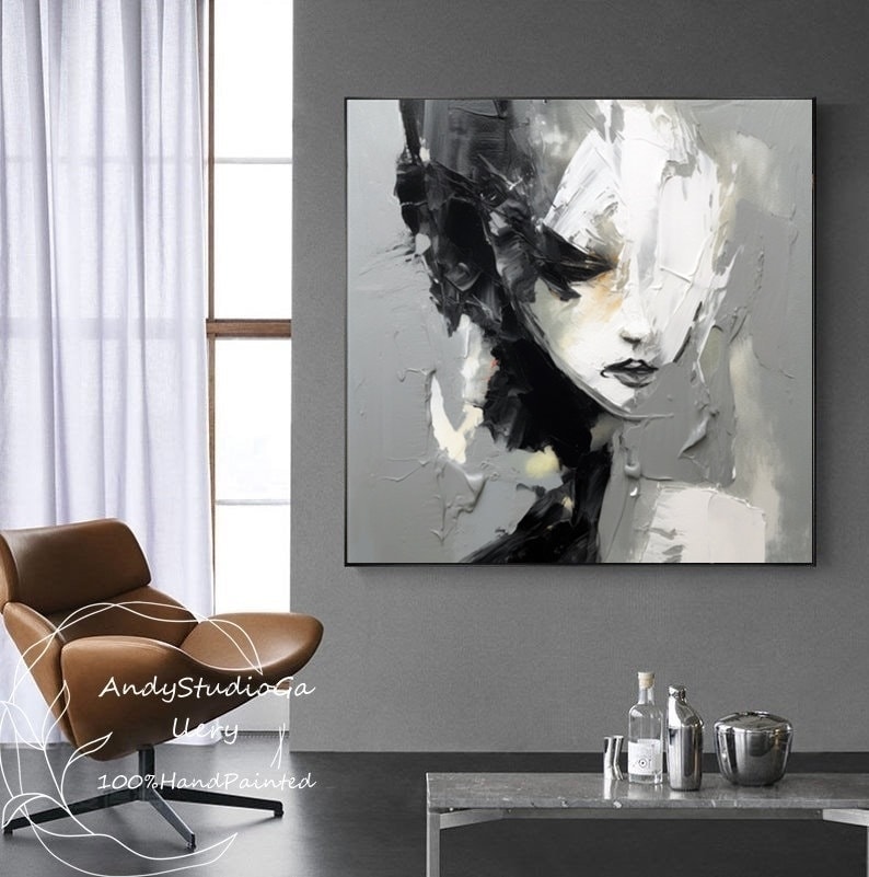 Large Faceless Portrait Painting Abstract Lady Painting Woman Face ...
