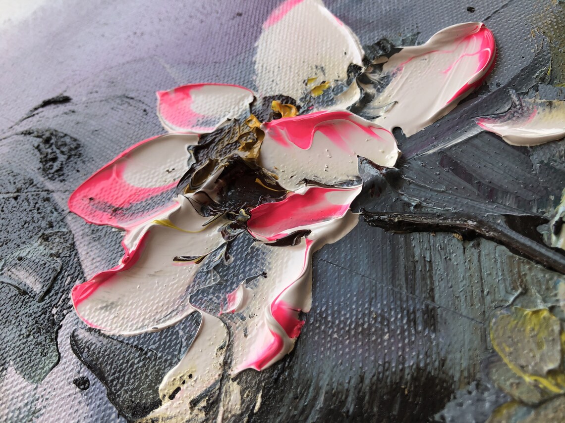 Large Abstract Lotus Paintingminimalist Landscape Wall | Etsy