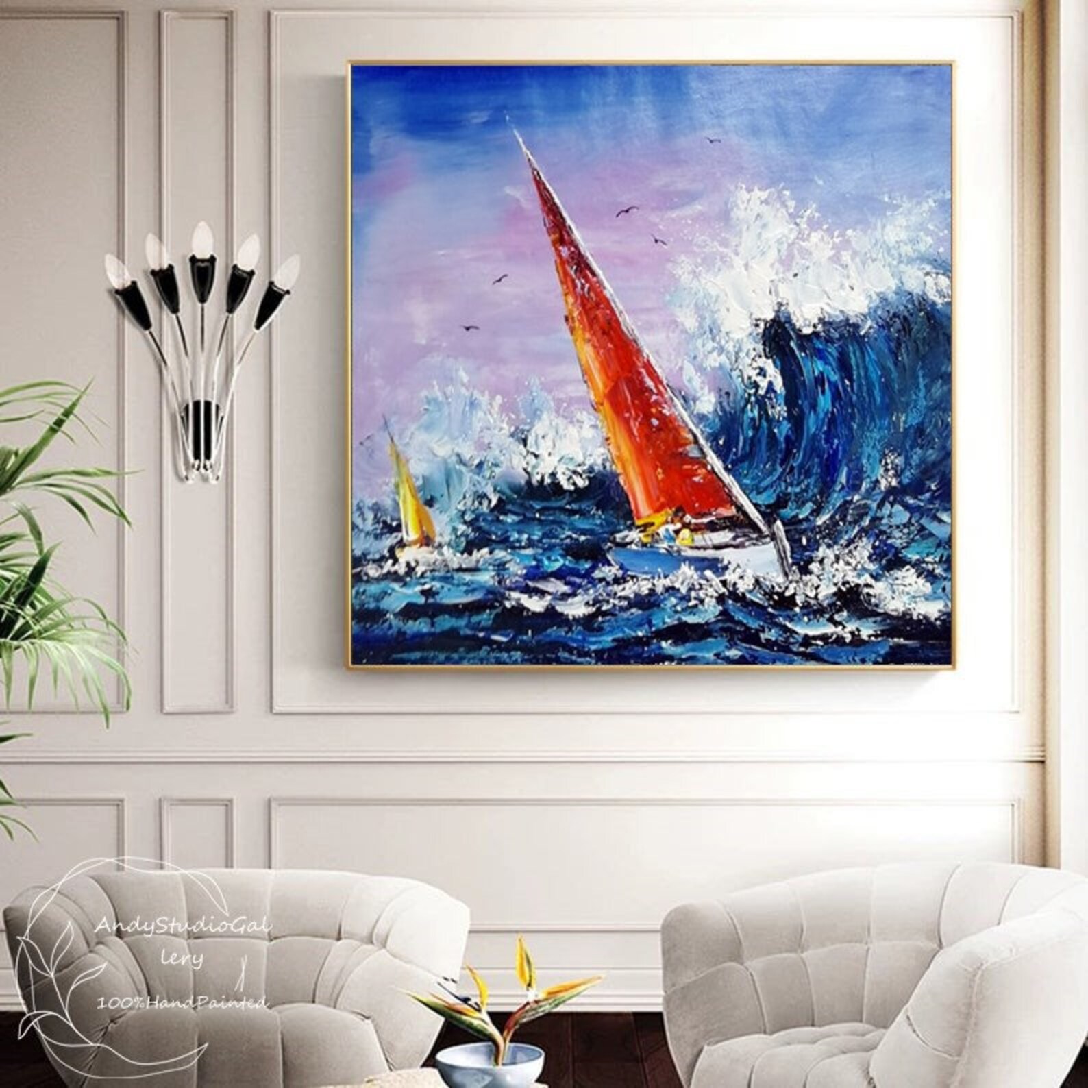 Large Abstract Sailing Boats for Living Room Abstract Modern - Etsy