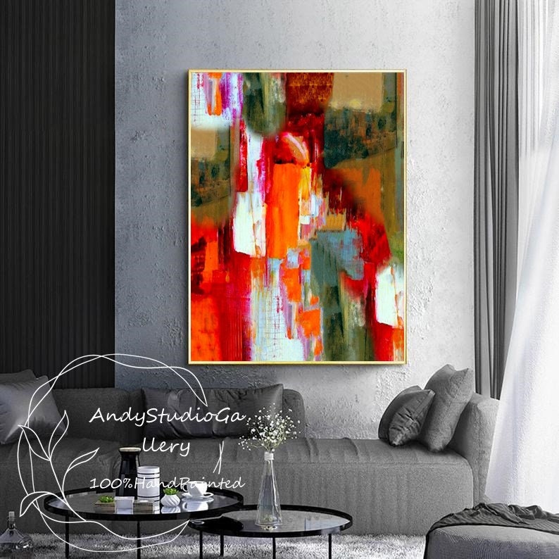 Extra Large Abstract Red Oil Painting Abstract Painting on - Etsy