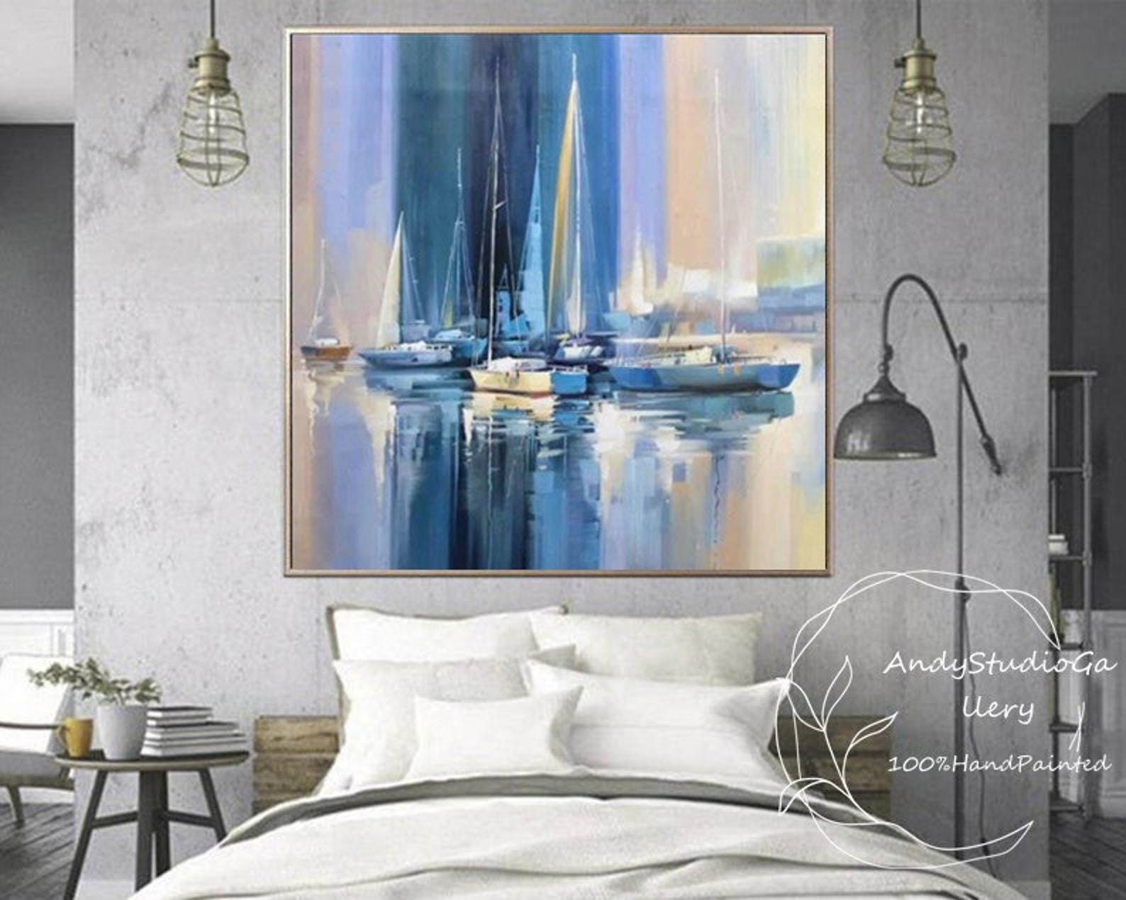 Large Abstract Sailboats Oil Painting Original Sailboats - Etsy