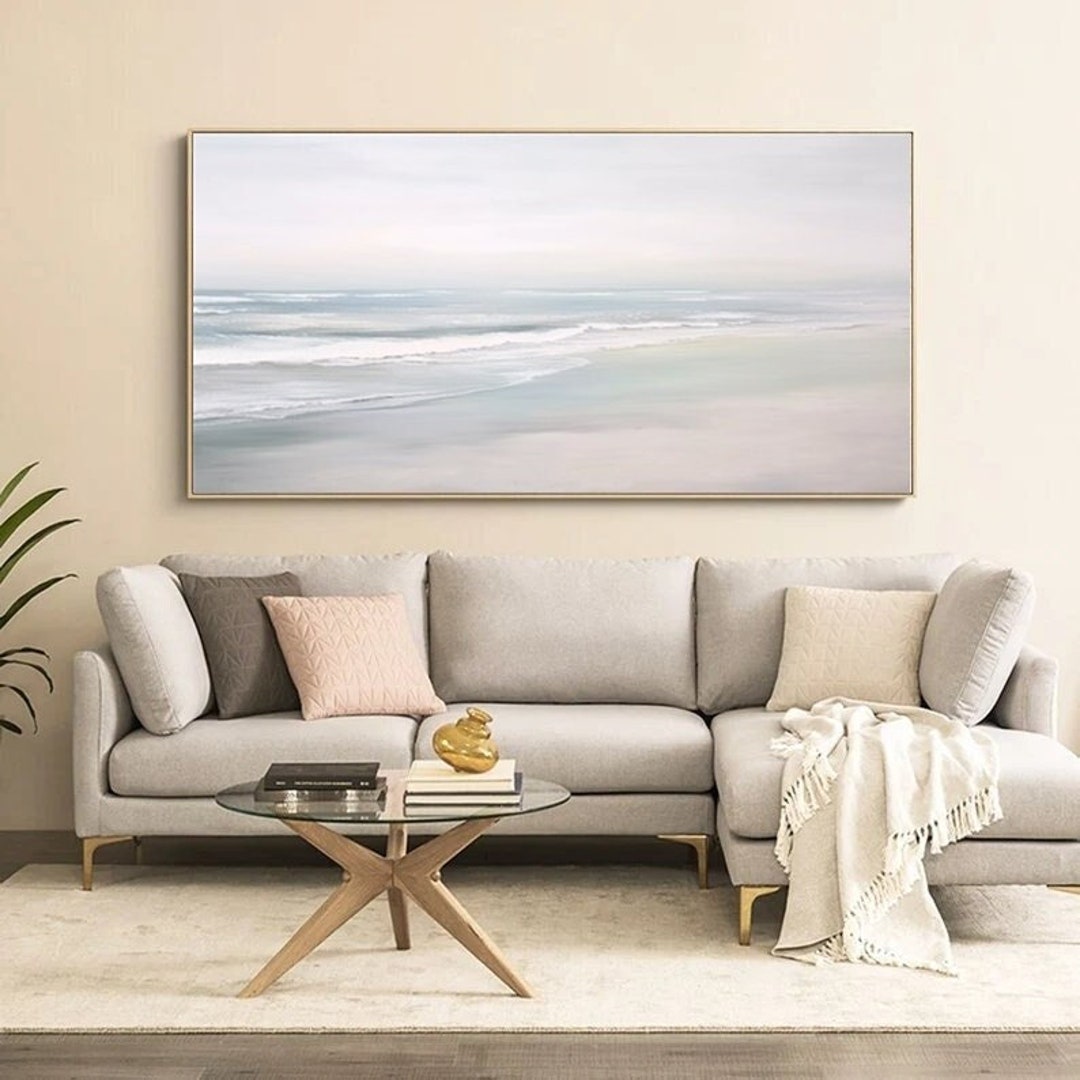 Beach Painting on Canvas Original Modern Seascape Wall Art Coastal Wall ...