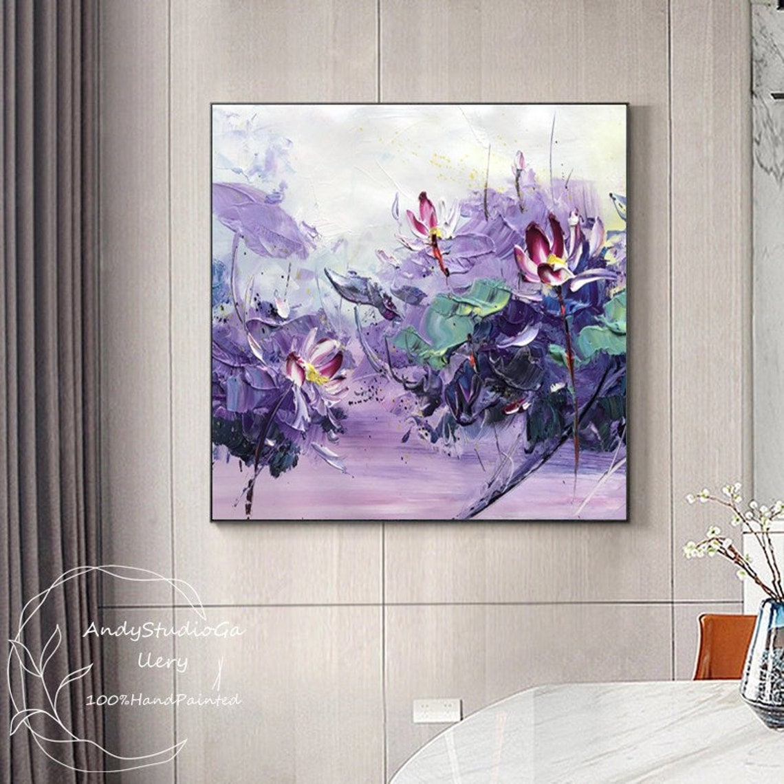 Lotus Flower Paintings on Canvasoriginal Large Lotus - Etsy