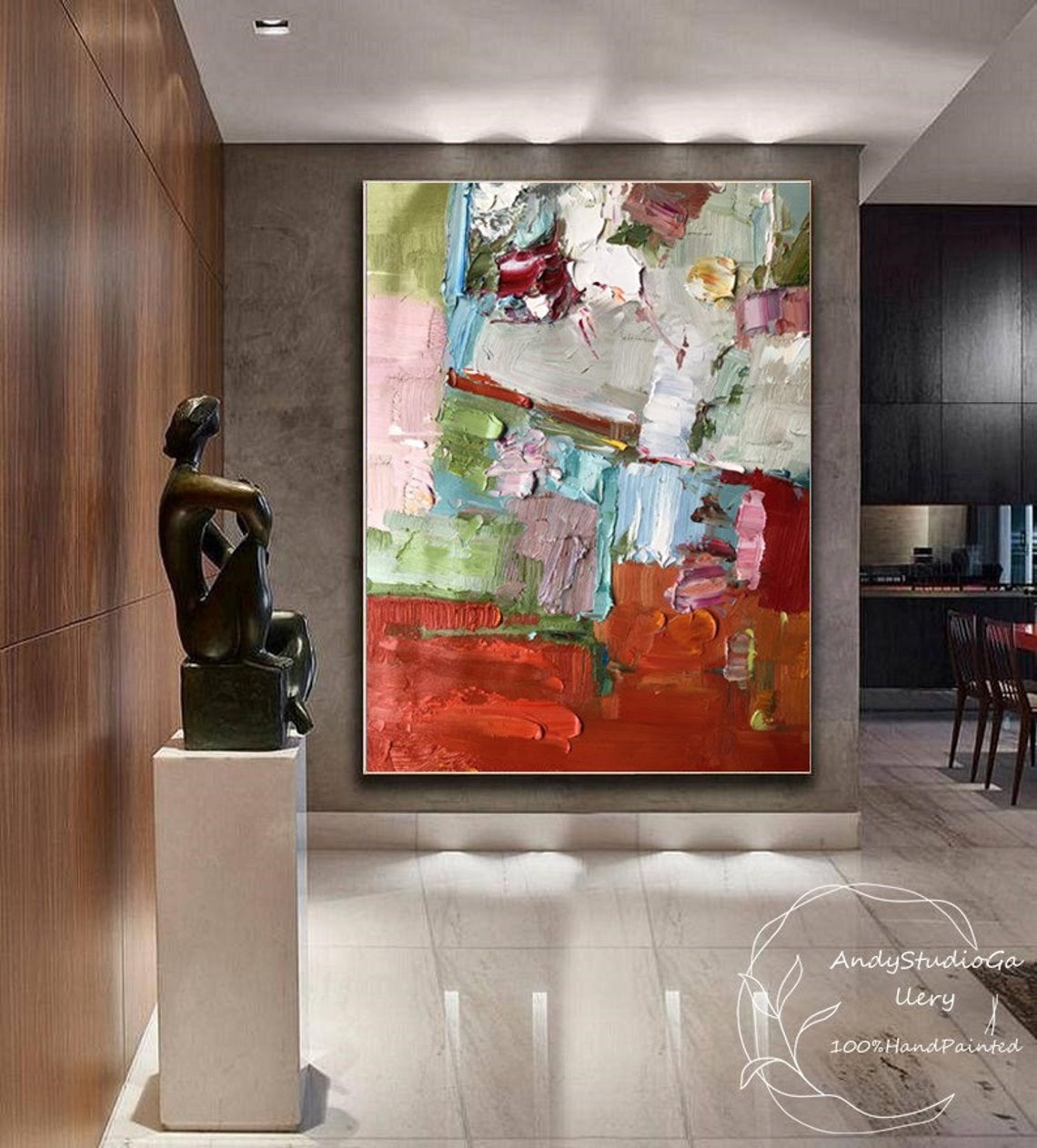 Large Wall Art Red Painting Abstract Landscape Canvas Art - Etsy
