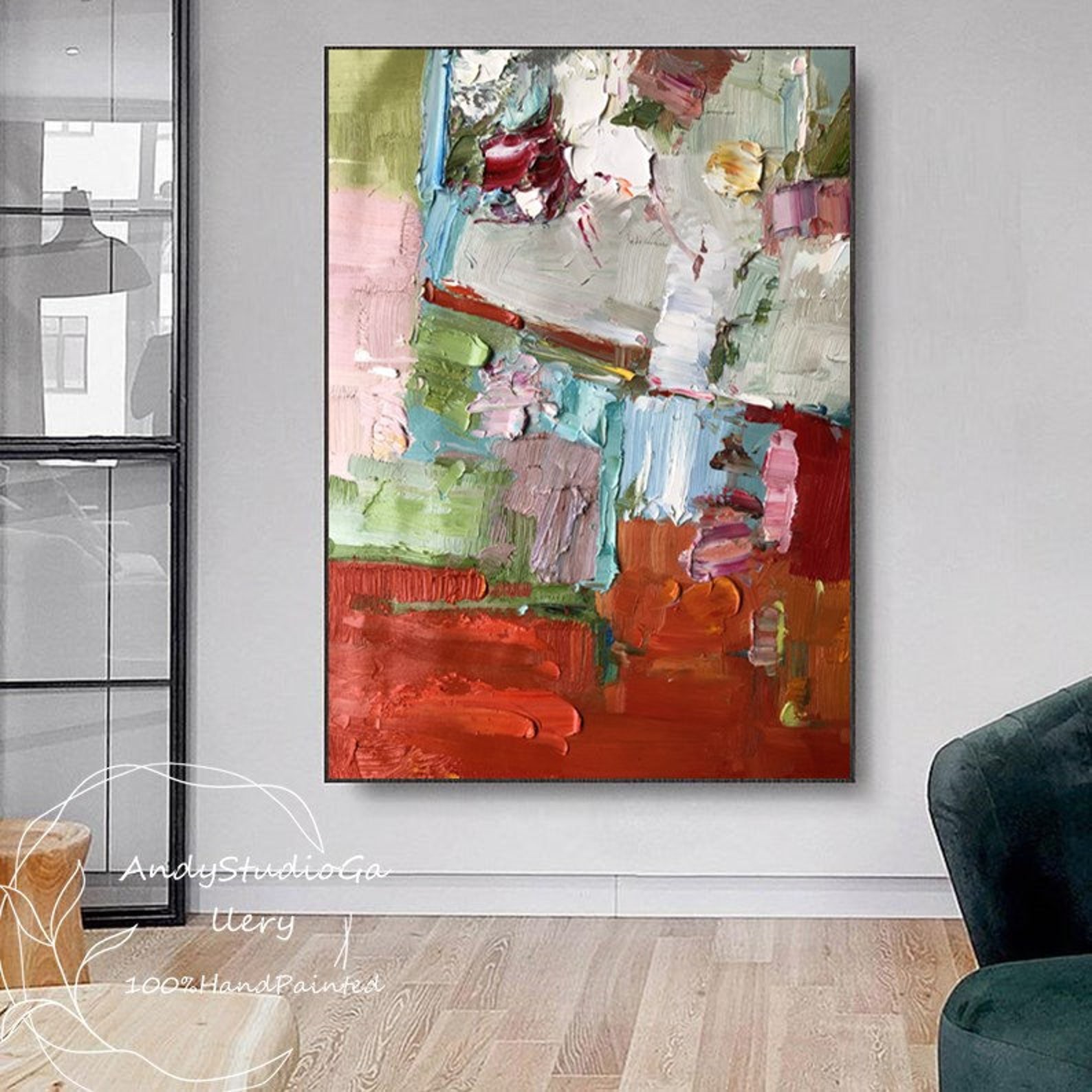 Large Wall Art Red Painting Abstract Landscape Canvas Art - Etsy