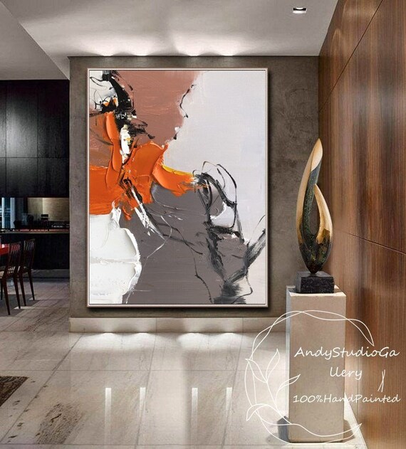 Large Original Gray Abstract Painting for Living Room | Etsy