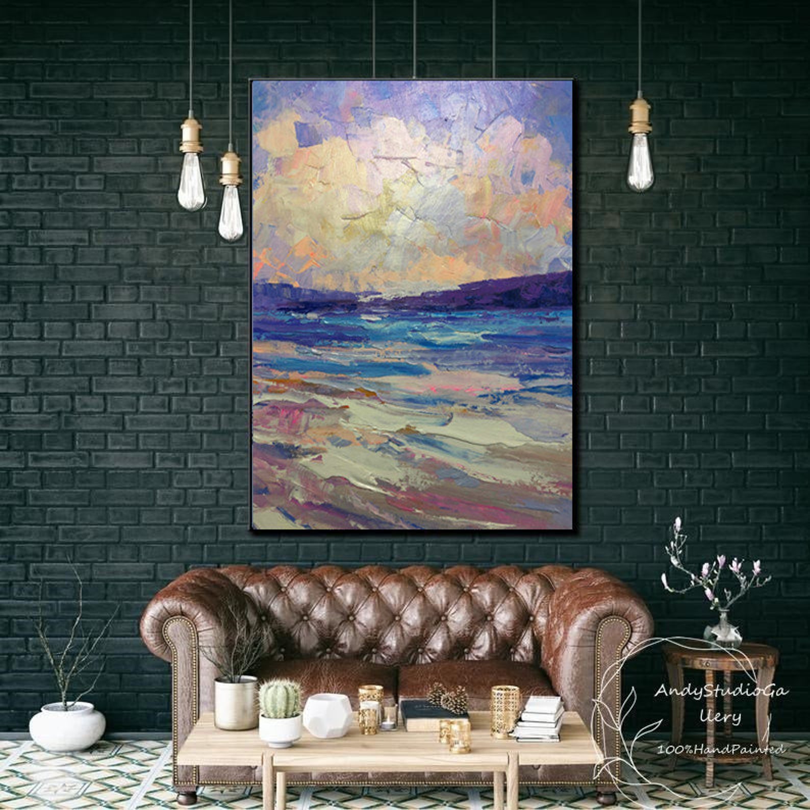 Large Original Colorful Sea Abstract Art Sky Landscape | Etsy