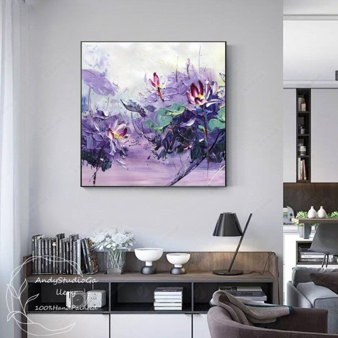 Lotus Flower Paintings on Canvasoriginal Large Lotus - Etsy