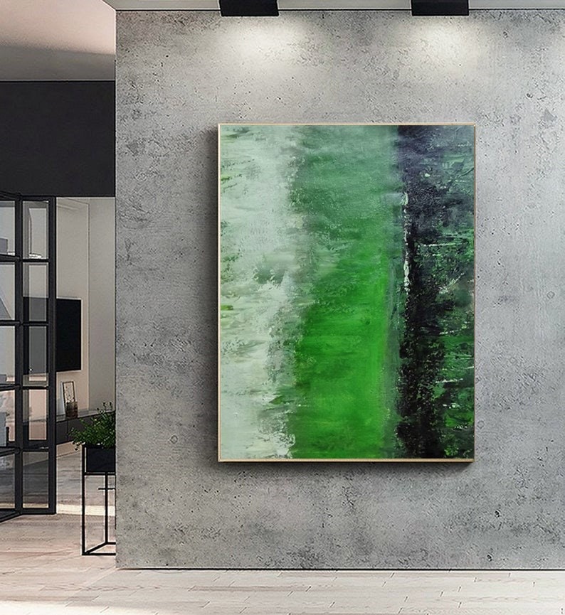 Large Abstract Green Painting Oversized Abstract Art Large | Etsy