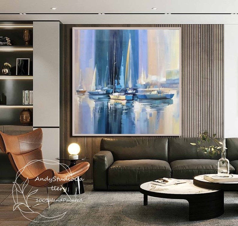 Large Abstract Sailboats Oil Painting Original Sailboats - Etsy