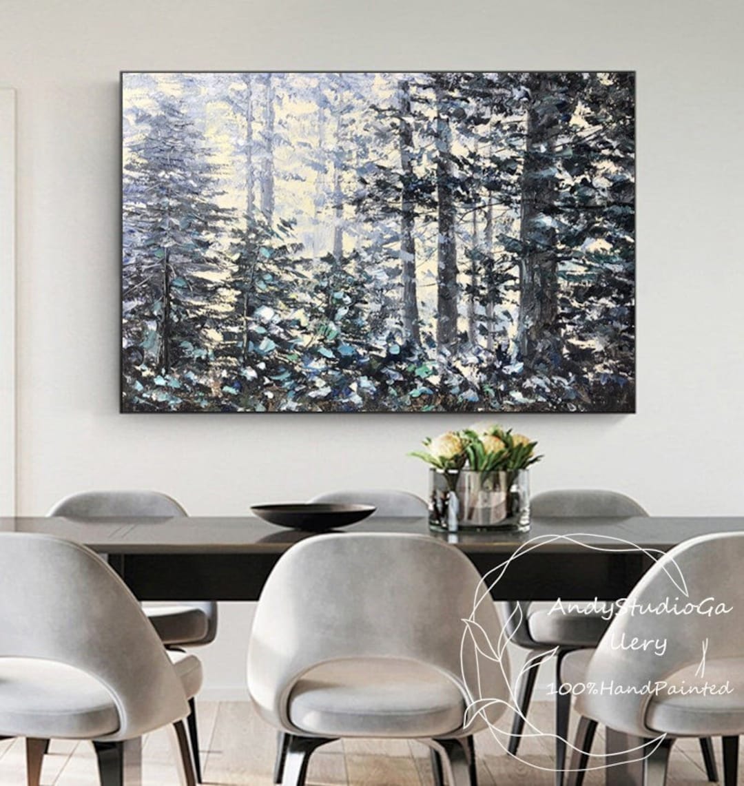 Large Hand Painted Forest Landscape Oil Painting on Canvas Large ...