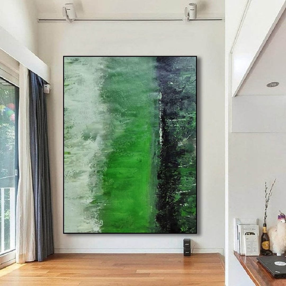 Large Abstract Green Painting Oversized Abstract Art Large Wall Art on ...