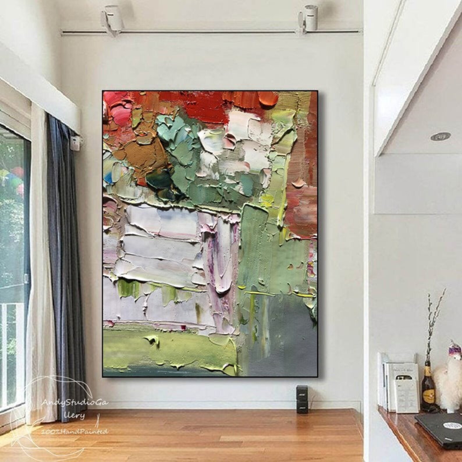 Large Green Abstract Painting Large Wall Art Canvas Original - Etsy