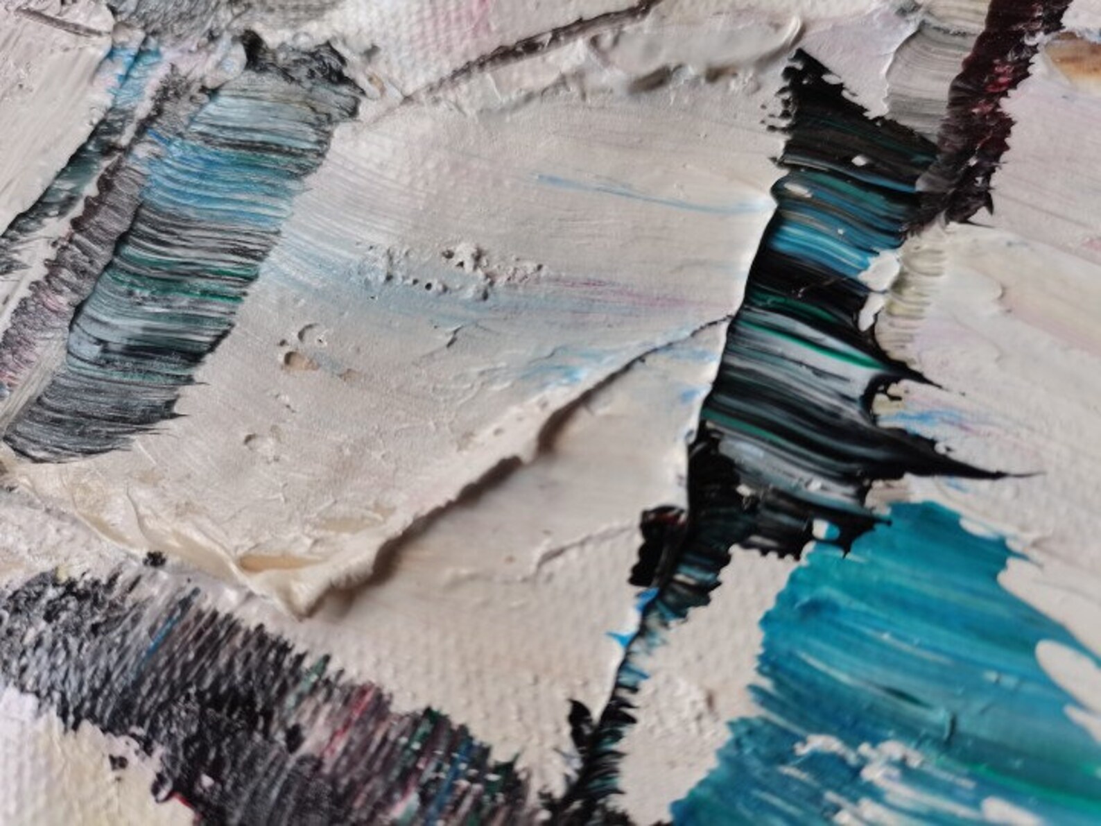 Large abstract art canvas oil black and white artgeometric | Etsy