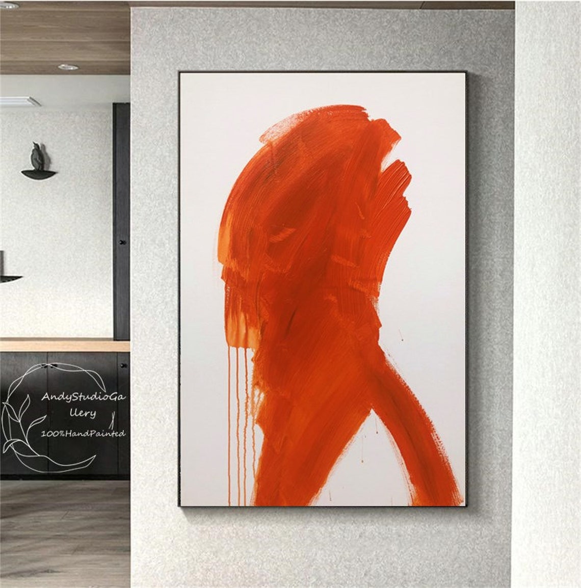 Extra Large Minimalism Thick Texture Wall Art Original Abstract Orange ...