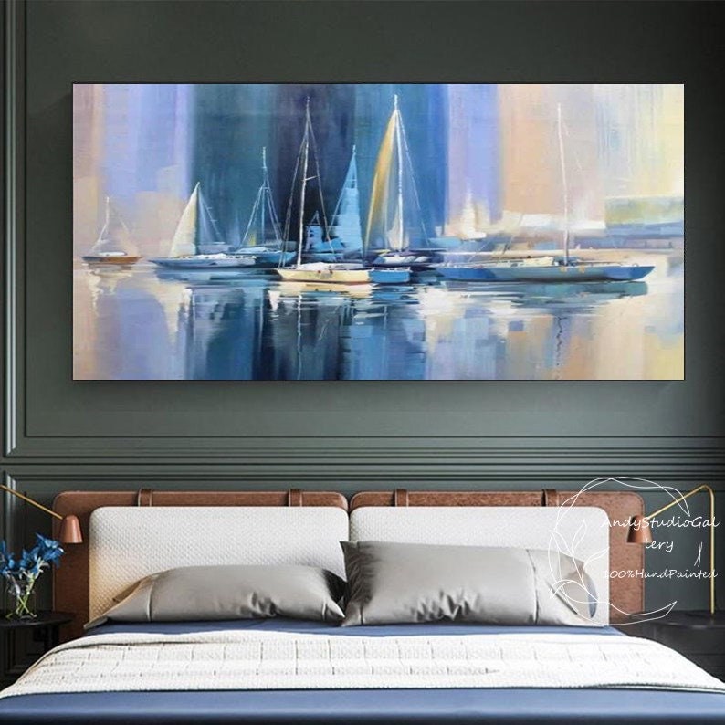 Large Abstract Sailboat Oil Painting on Canvas Original - Etsy