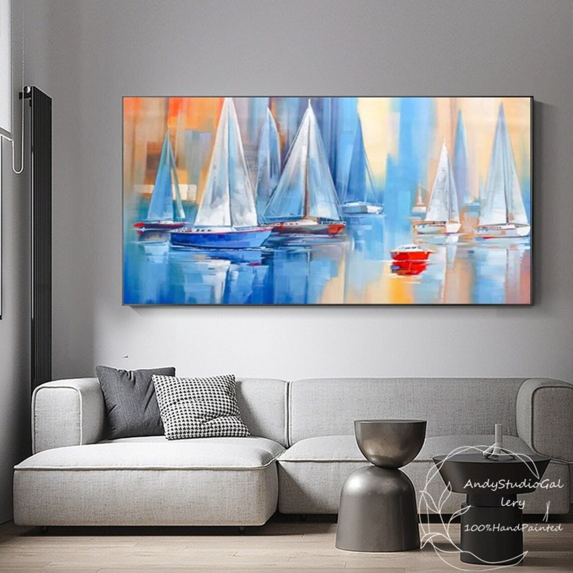 Original Modern Sailboat Landscape Painting Large Abstract - Etsy