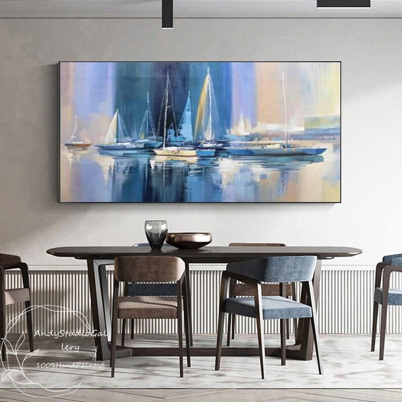 Large Abstract Sailboat Oil Painting on Canvas Original - Etsy