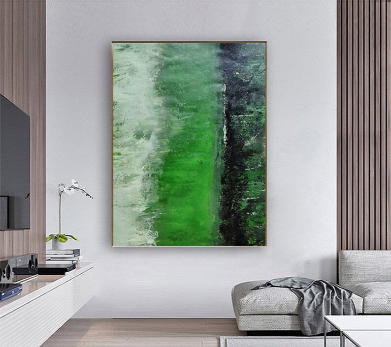 Large Abstract Green Painting Oversized Abstract Art Large | Etsy
