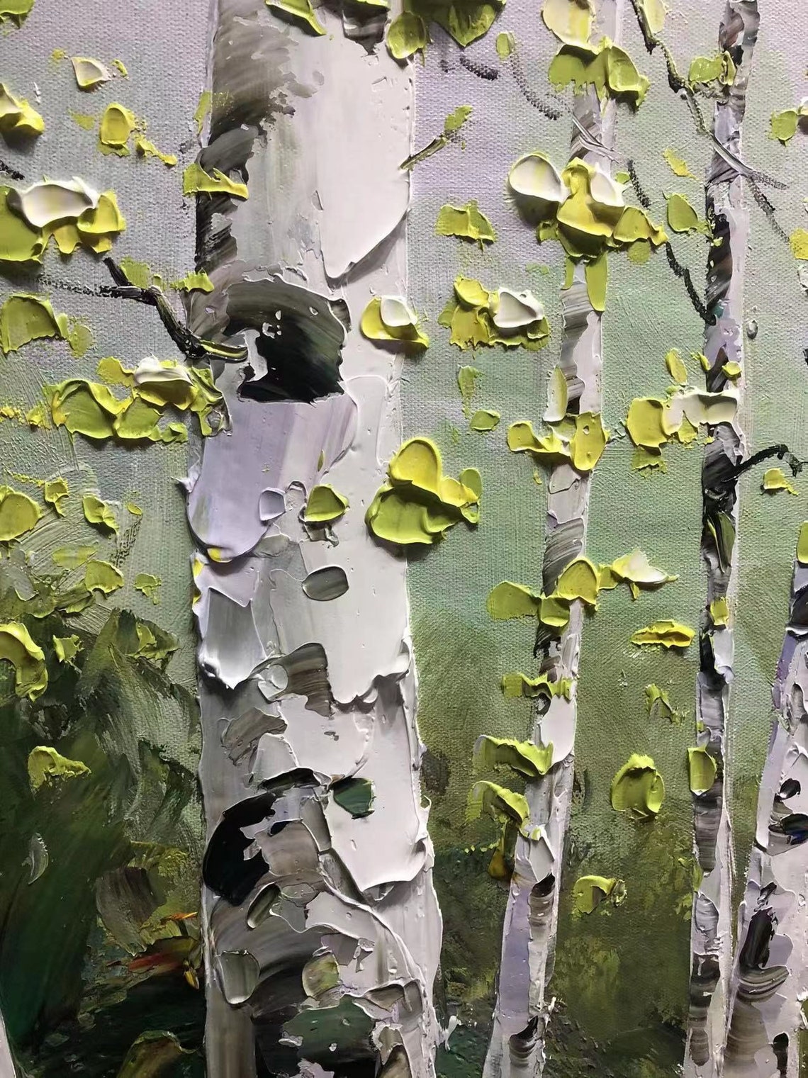 Large Birch Tree Painting Forest Landscape Painting Living | Etsy